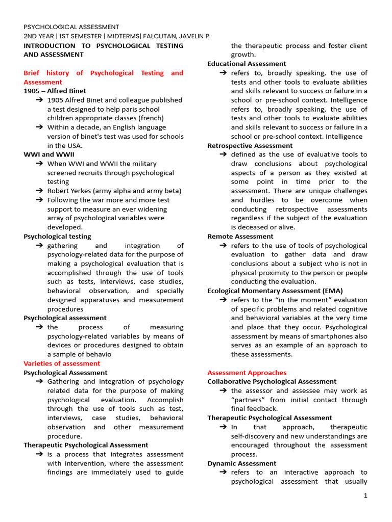 Assignment - Introduction To Psychological | PDF | Psychometrics | Psychology