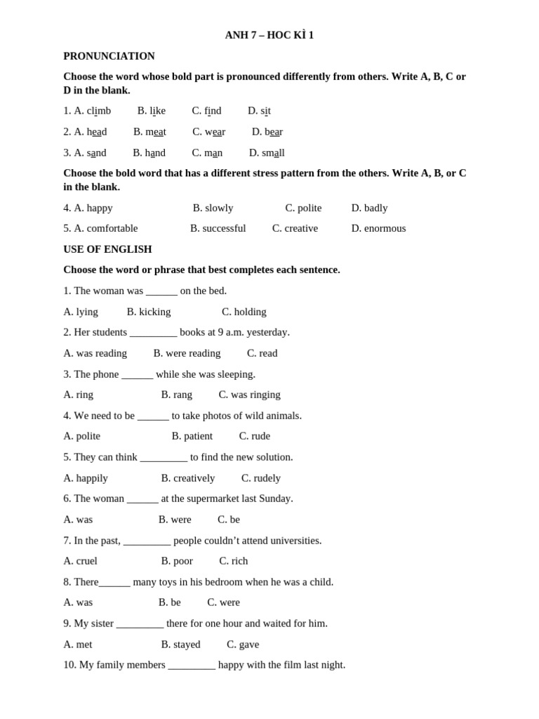 ANH 7- hki THI | PDF