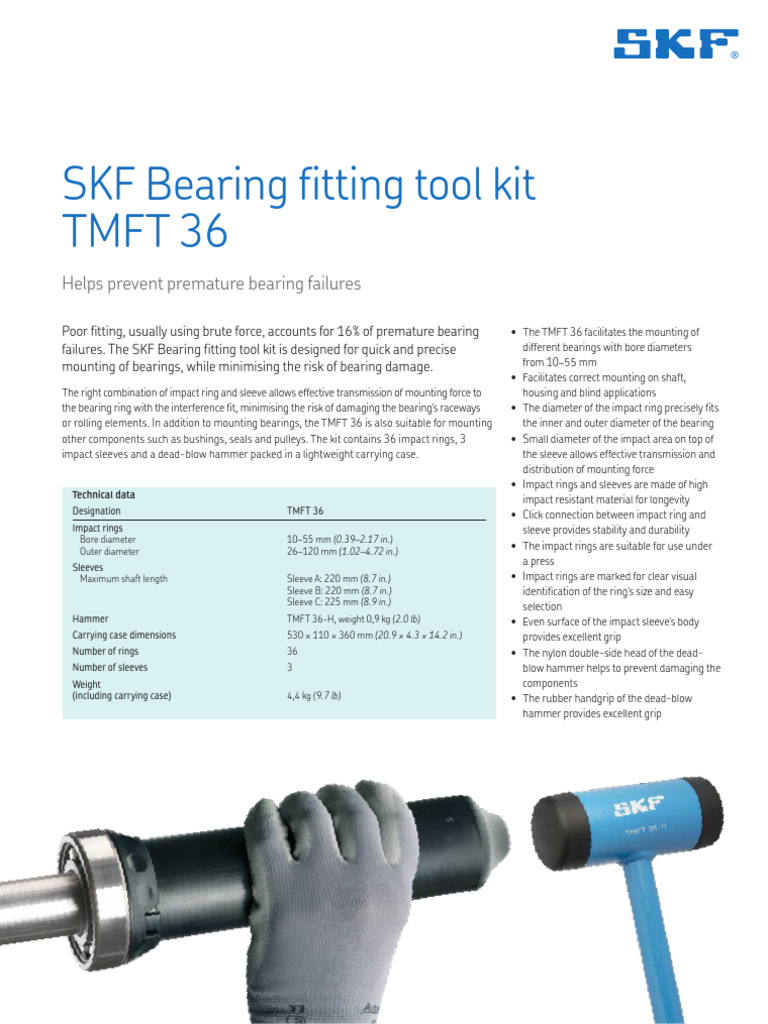 SKF Bearing Fitting Tool Kit TMFT 36 | PDF | Bearing (Mechanical) | Mechanical Engineering