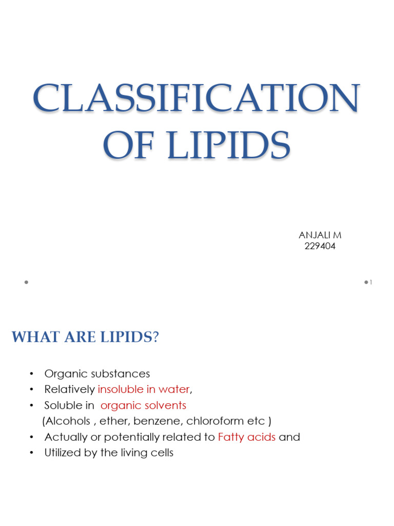 0 - Classification of Lipids 1 | PDF | Lipid | Fatty Acid