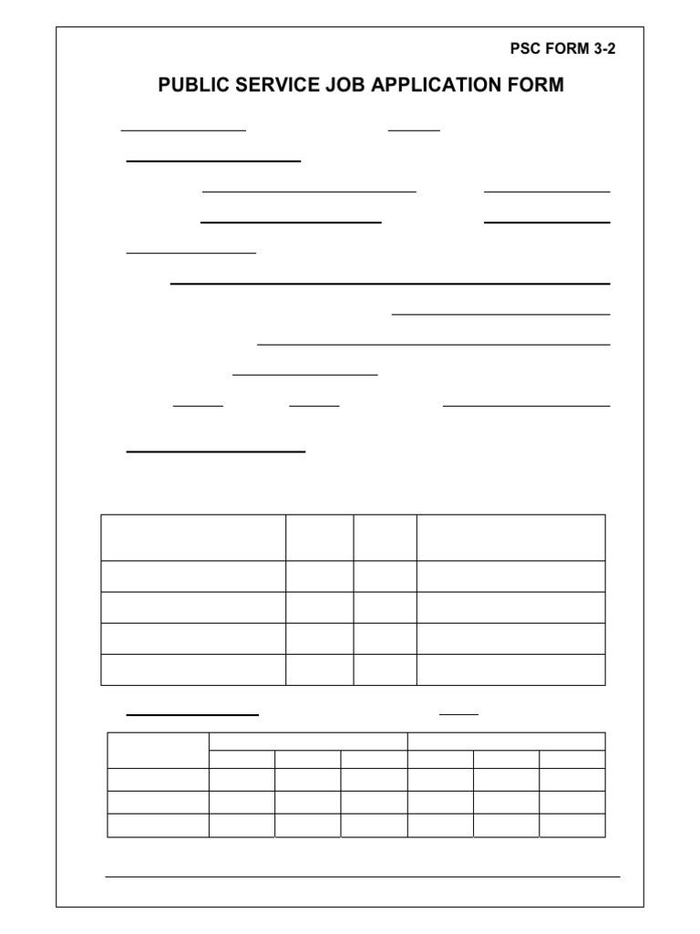 PSC Form 3-2 - Job Application Form | PDF