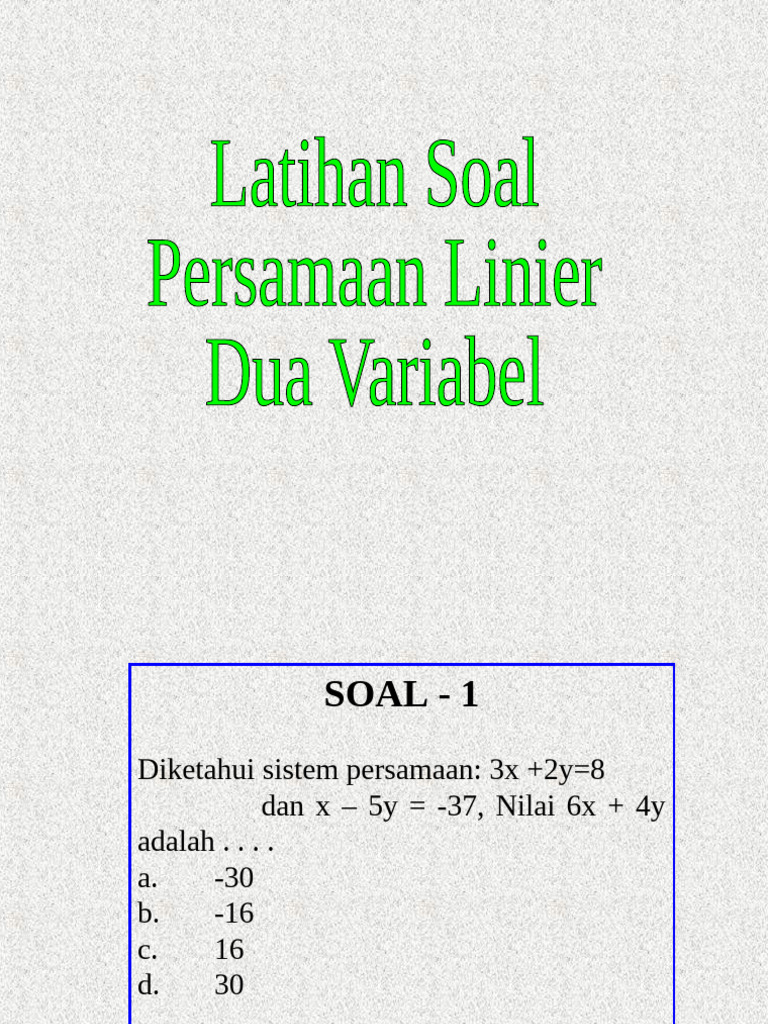 latihan-soal-persamaan-linier-dan-variabel | PDF
