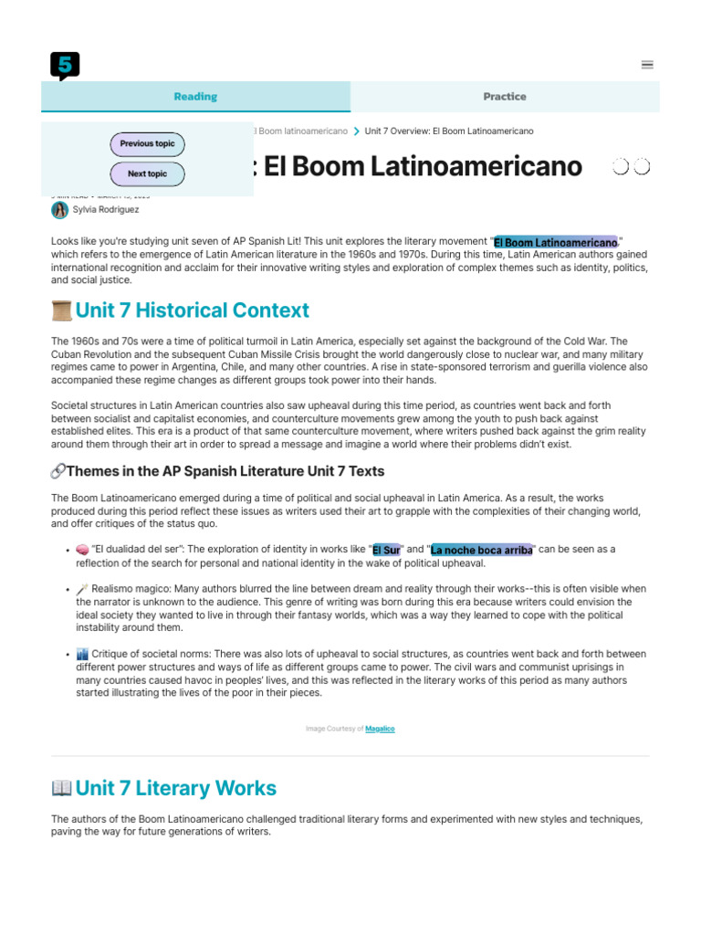AP Spanish Literature 2024 – Unit 7 Review- El Boom latinoamericano ...