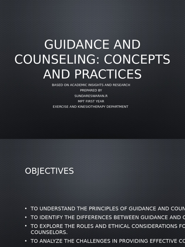 Guidance and Counseling Concepts Overview | PDF | Counseling Psychology ...