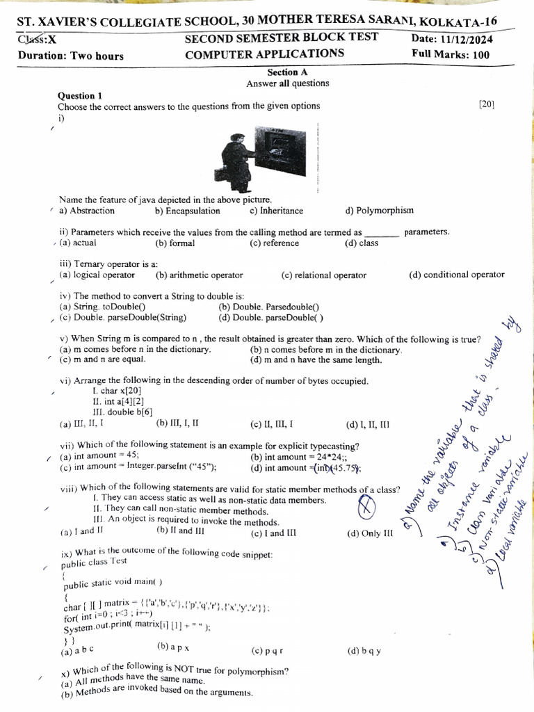 SXCS RE Computer 2024 | PDF | Constructor (Object Oriented Programming) | Programming