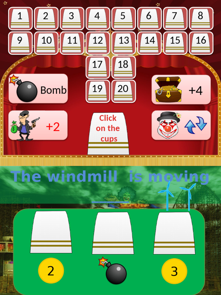 Circus Shuffle Cups Multi-Choice PPT Bomb Game | PDF