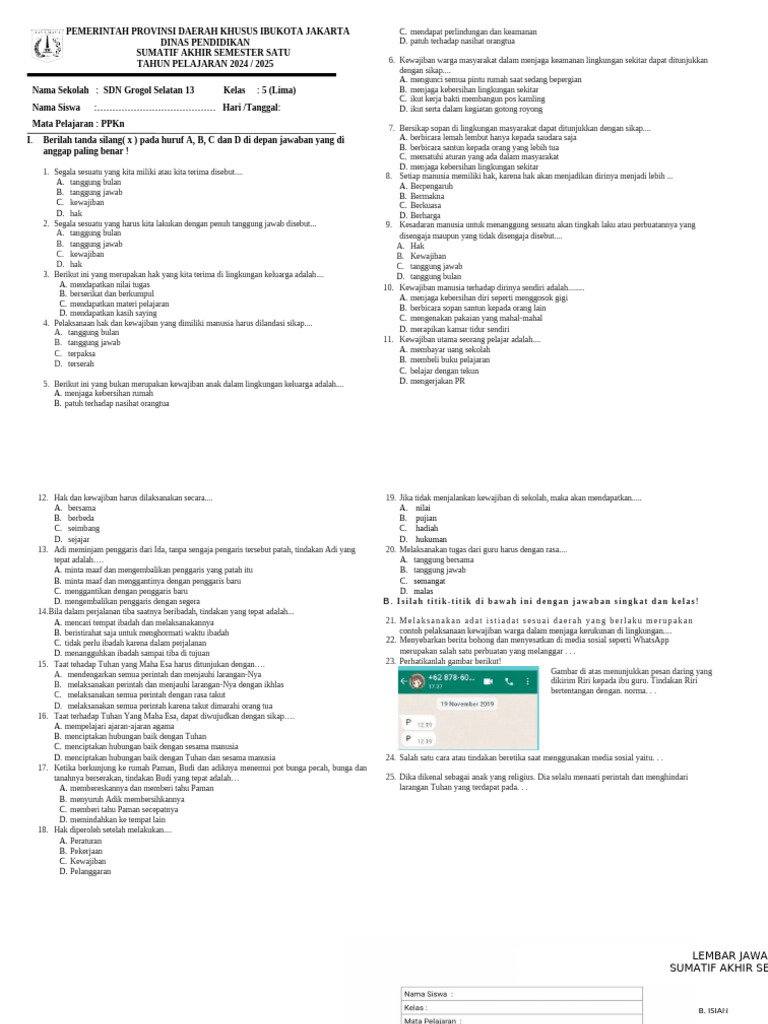 Soal Pas PPKN Fix | PDF