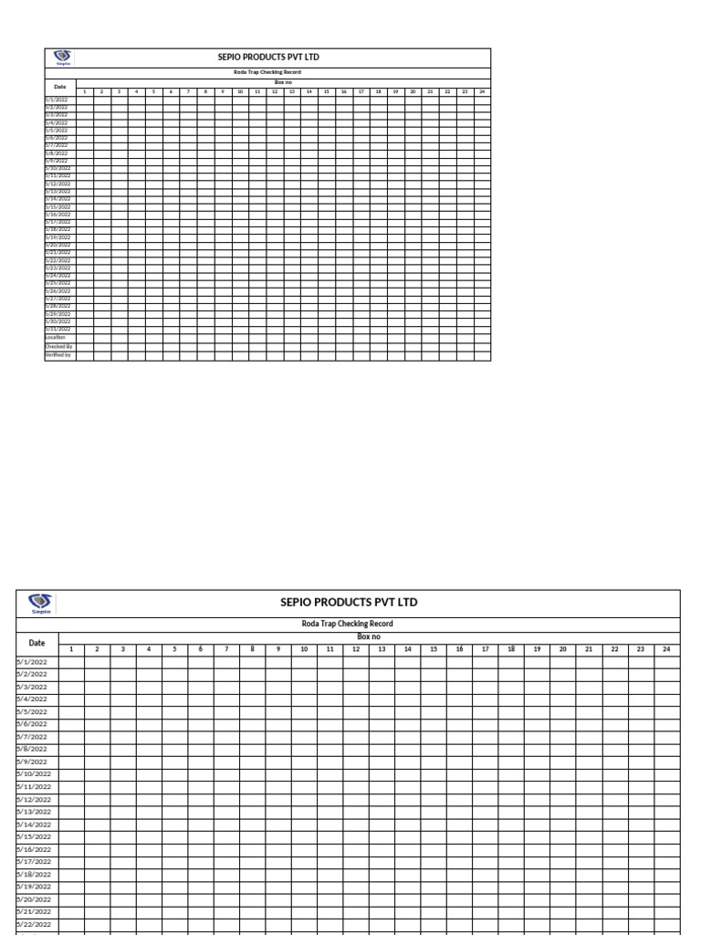 22- Roda Trap Checking Record | PDF