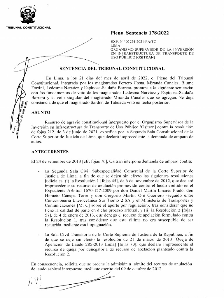 Caso Ositran | PDF | Ley procesal | Apelación