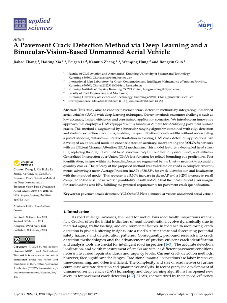 A Pavement Crack Detection Method via Deep Learning and a Binocular ... A Pavement Crack Detection Method via Deep Learning and a Binocular ...