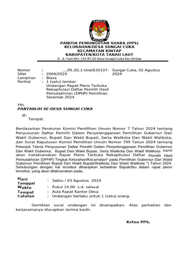 03 Draft Undangan DPHP PPS | PDF