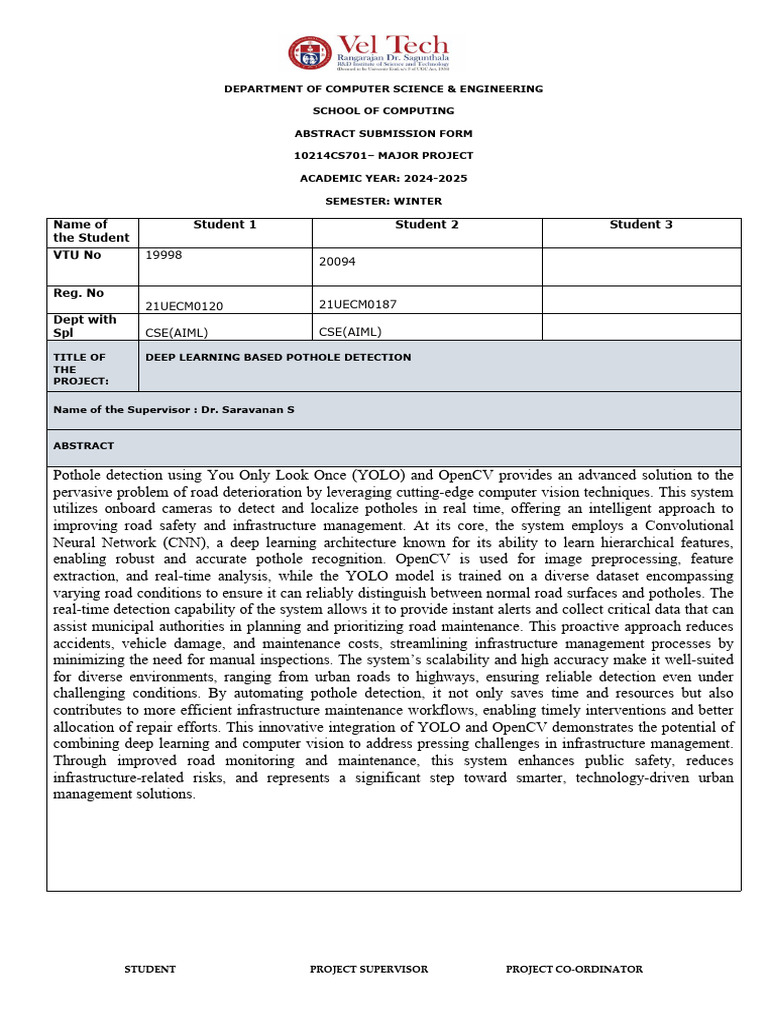 R-21-Cse-major Project Title & Abstract Form | PDF | Deep Learning ...