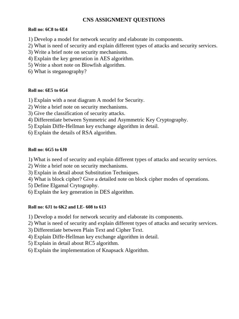 Cns Assignment Questions | PDF
