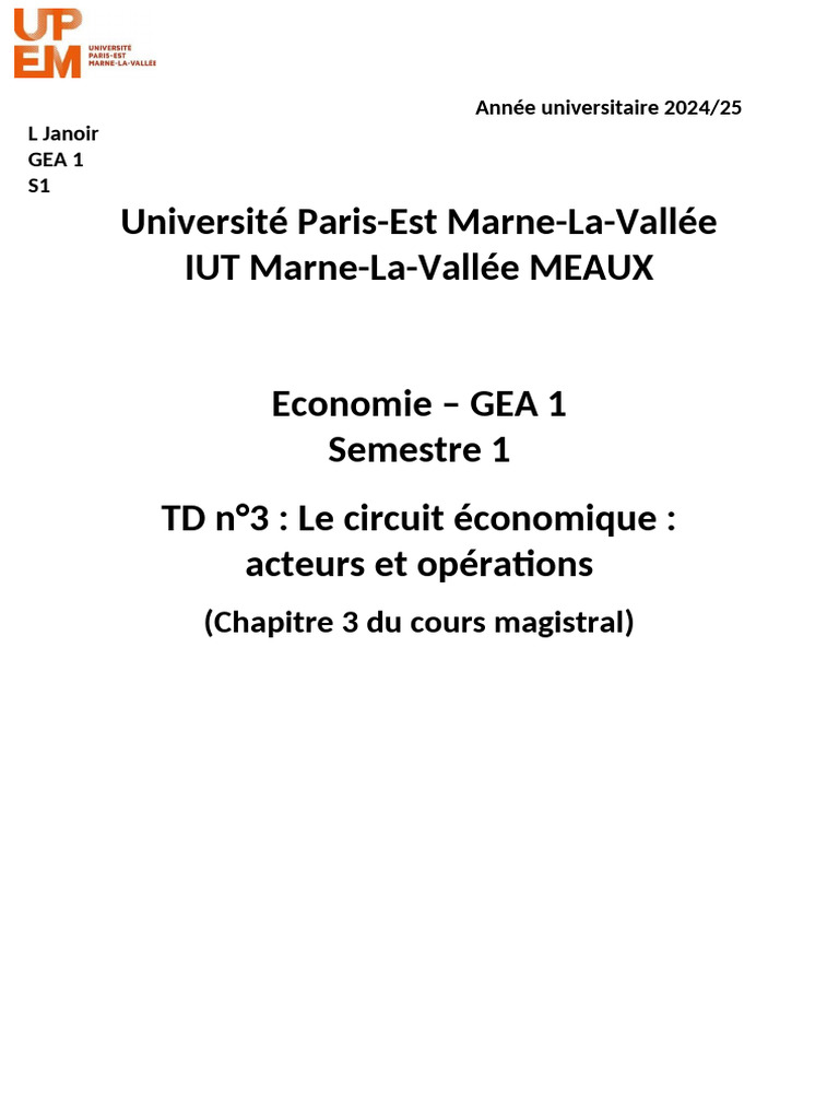 TD3-Circuit Et Compta Natvsetudiant2024 | PDF | Comptabilité nationale ...