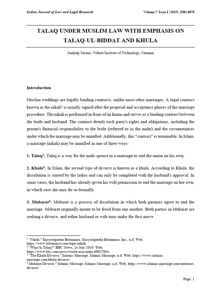 talaq under muslim law | PDF | Divorce | Marriage