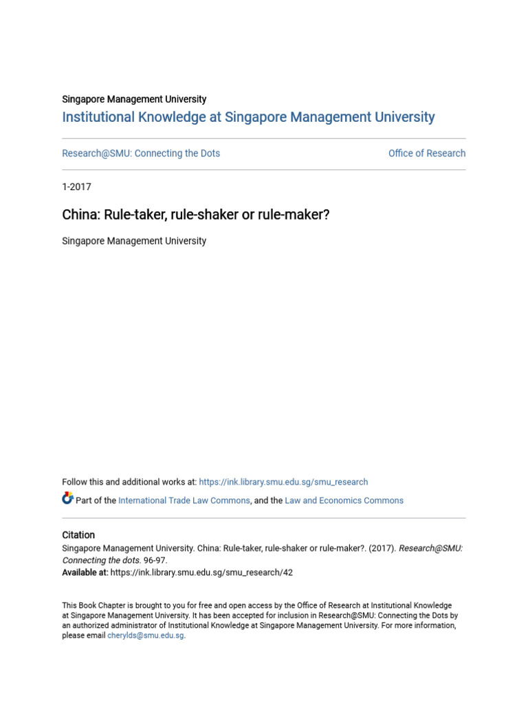 China - Rule-Taker Rule-Shaker or Rule-Maker | PDF | Trans Pacific ...