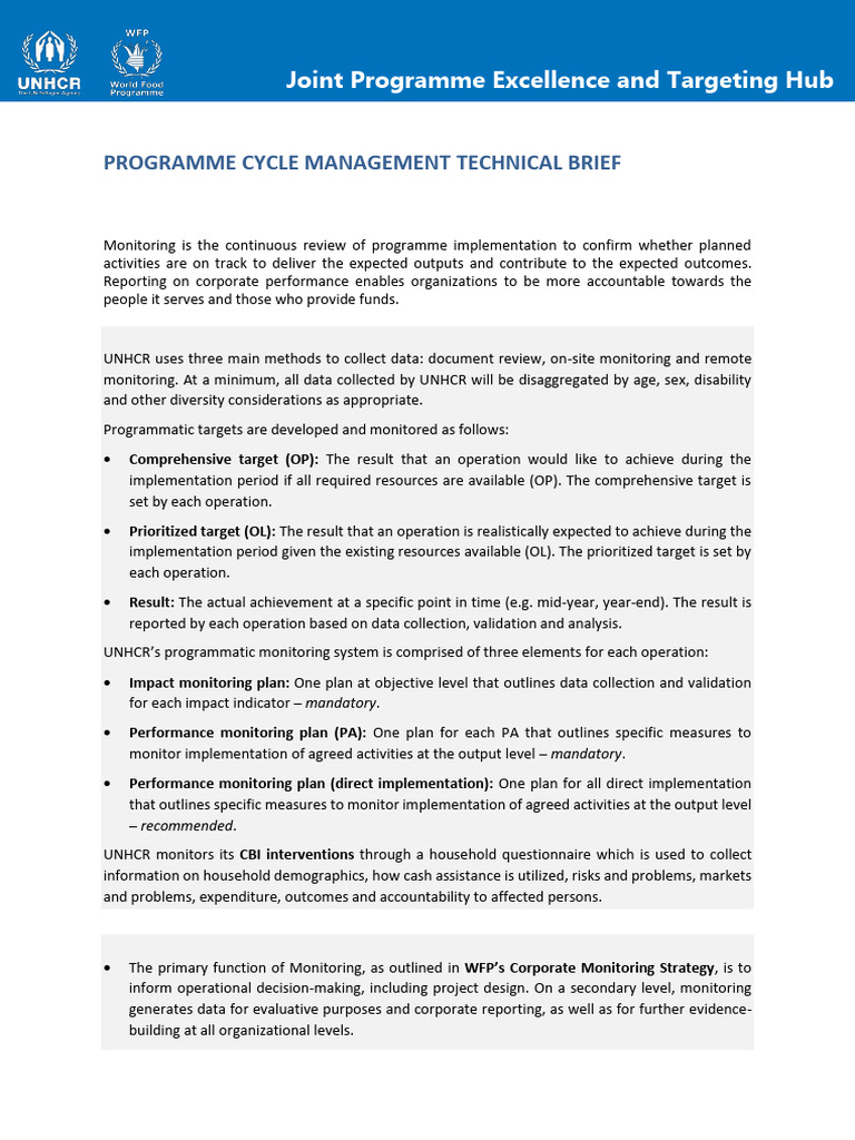 Programme Cycle Management Reporting Pdf World Food Programme Warehouse
