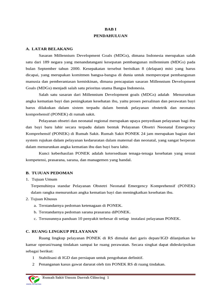 Pedoman Pelayanan Ponek 1 | PDF