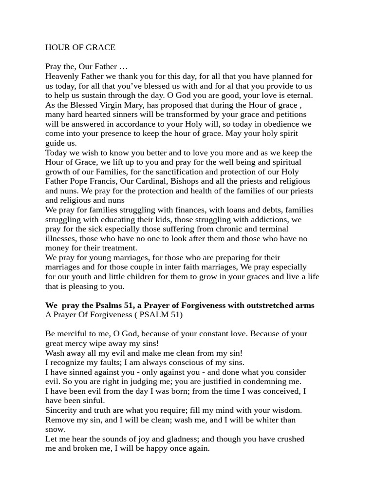 Hour of Grace: Prayers for Healing and Forgiveness | PDF | Prayer ...