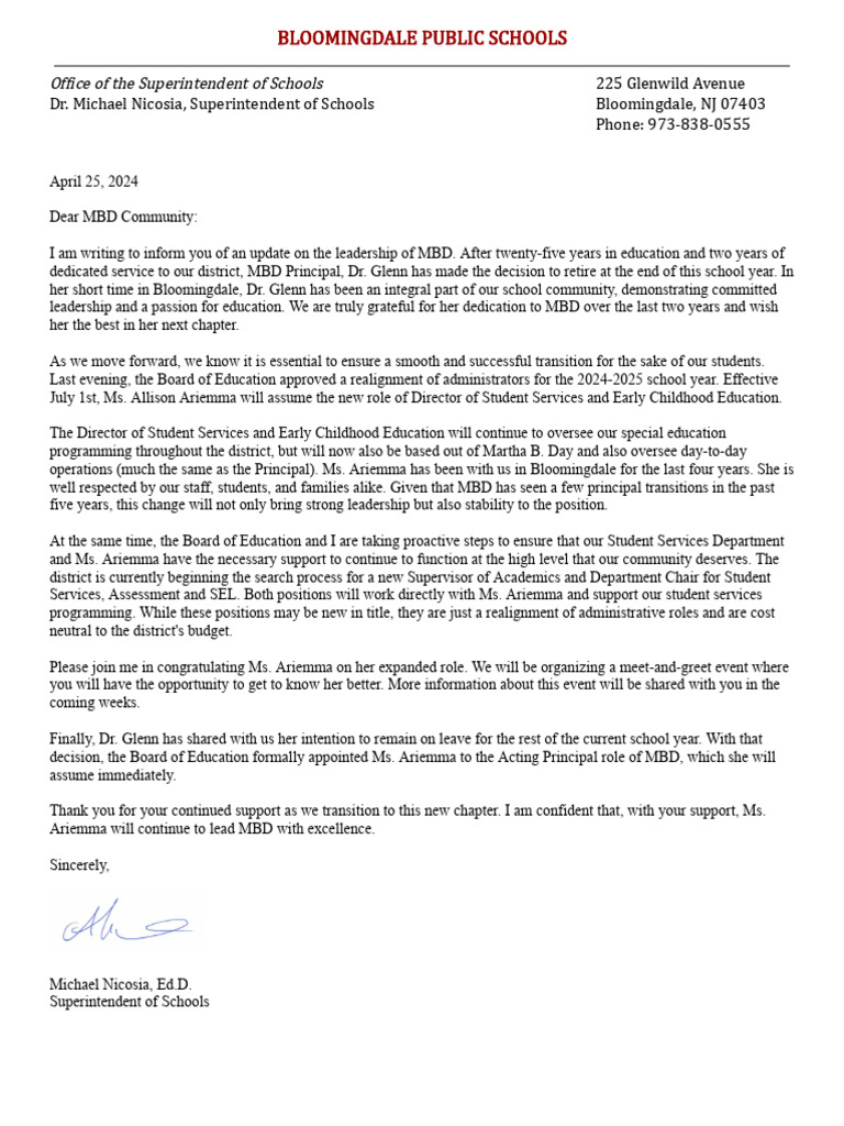 Administrative Update Letter | PDF