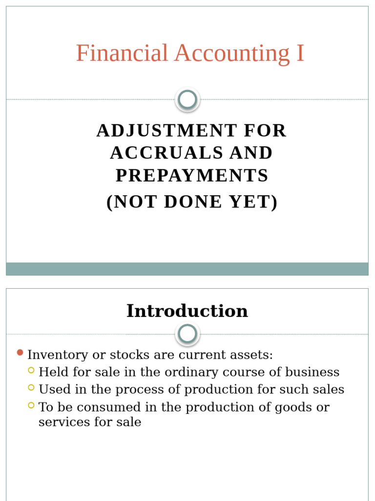 Notes-Adjustment for accruals and prepayments | PDF