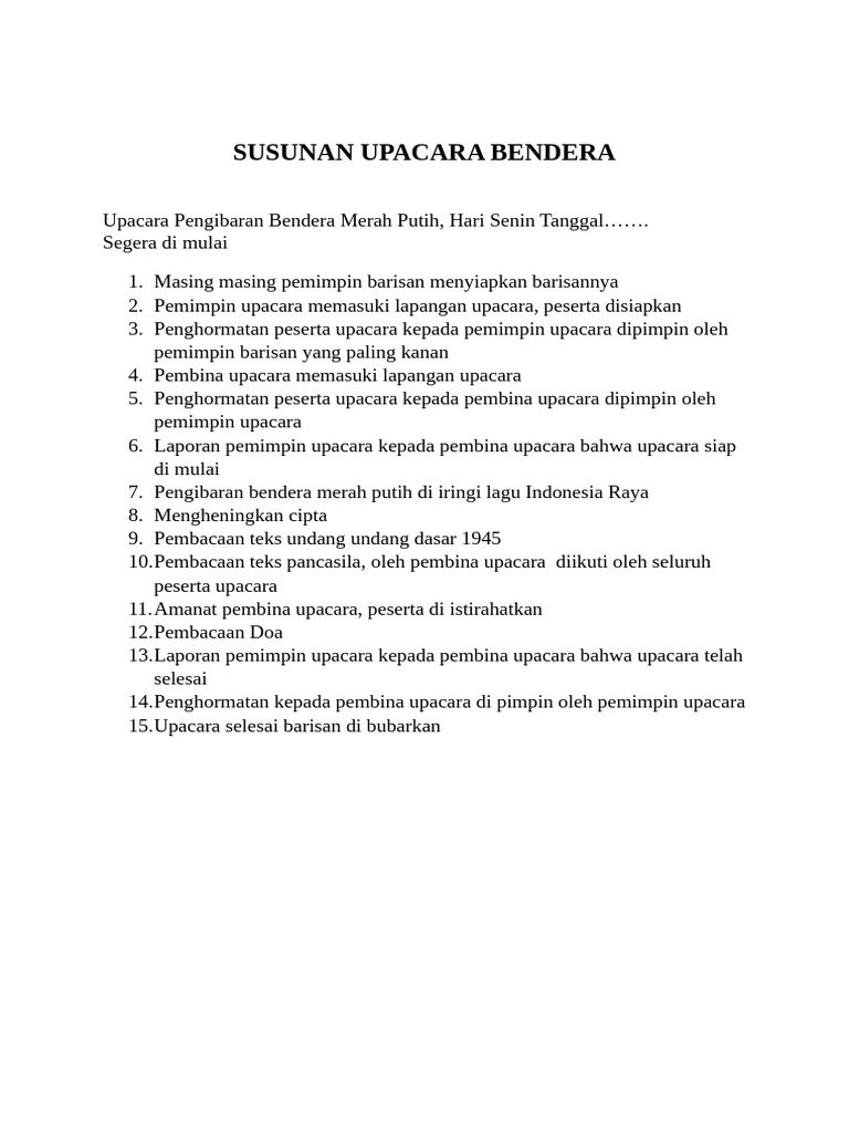SUSUNAN UPACARA BENDERA[1] | PDF