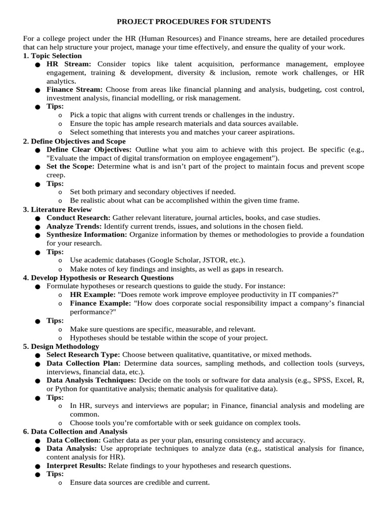 Project Procedures For Students | PDF | Data Analysis | Quantitative ...