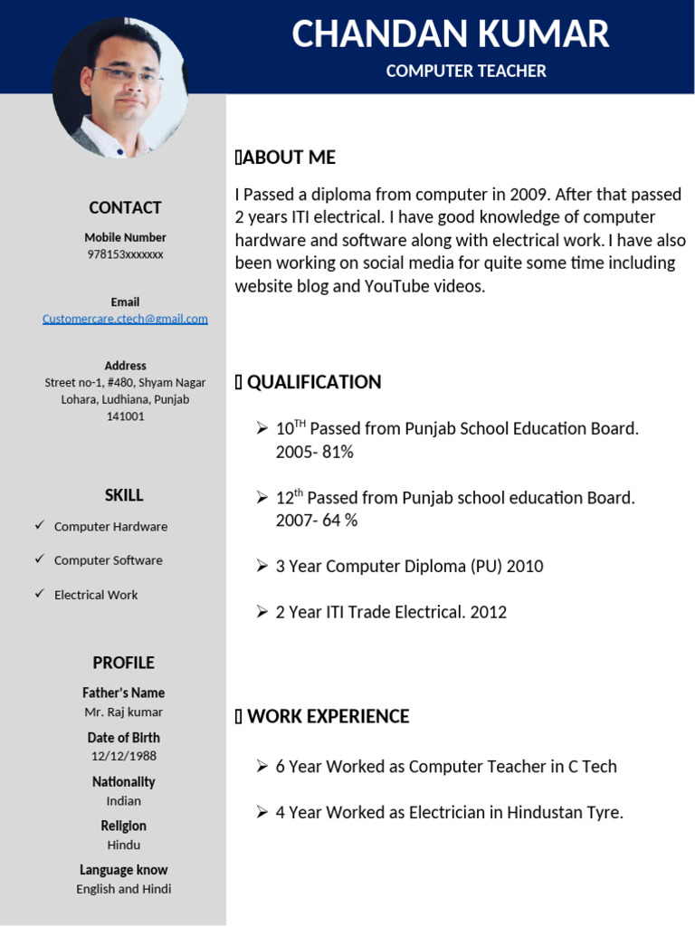 Resume CV Format Download-11 | PDF