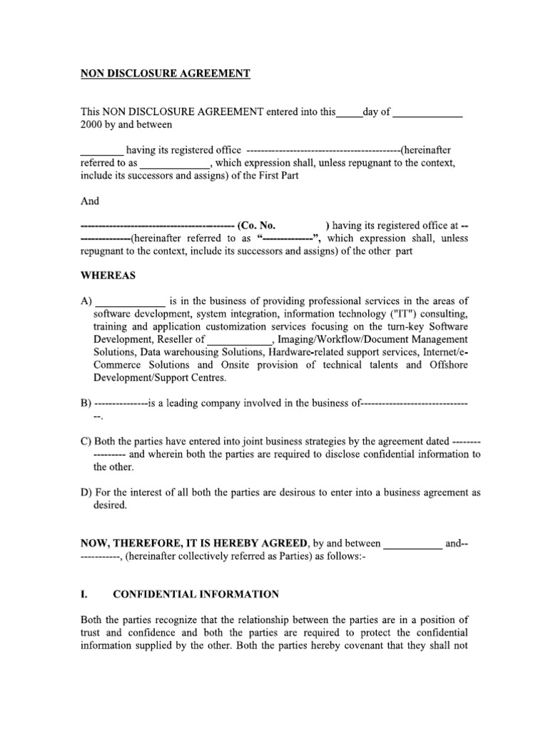 NDA - 1-3 Pages Sample | PDF
