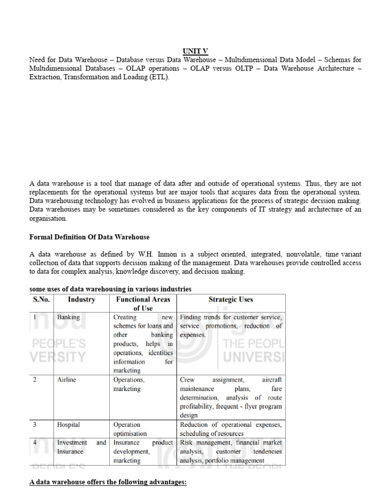 DM UNIT V (1) | PDF | Data Warehouse | Conceptual Model