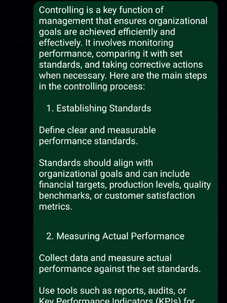 Process, Steps, Types of Controlling 3 Unit | PDF