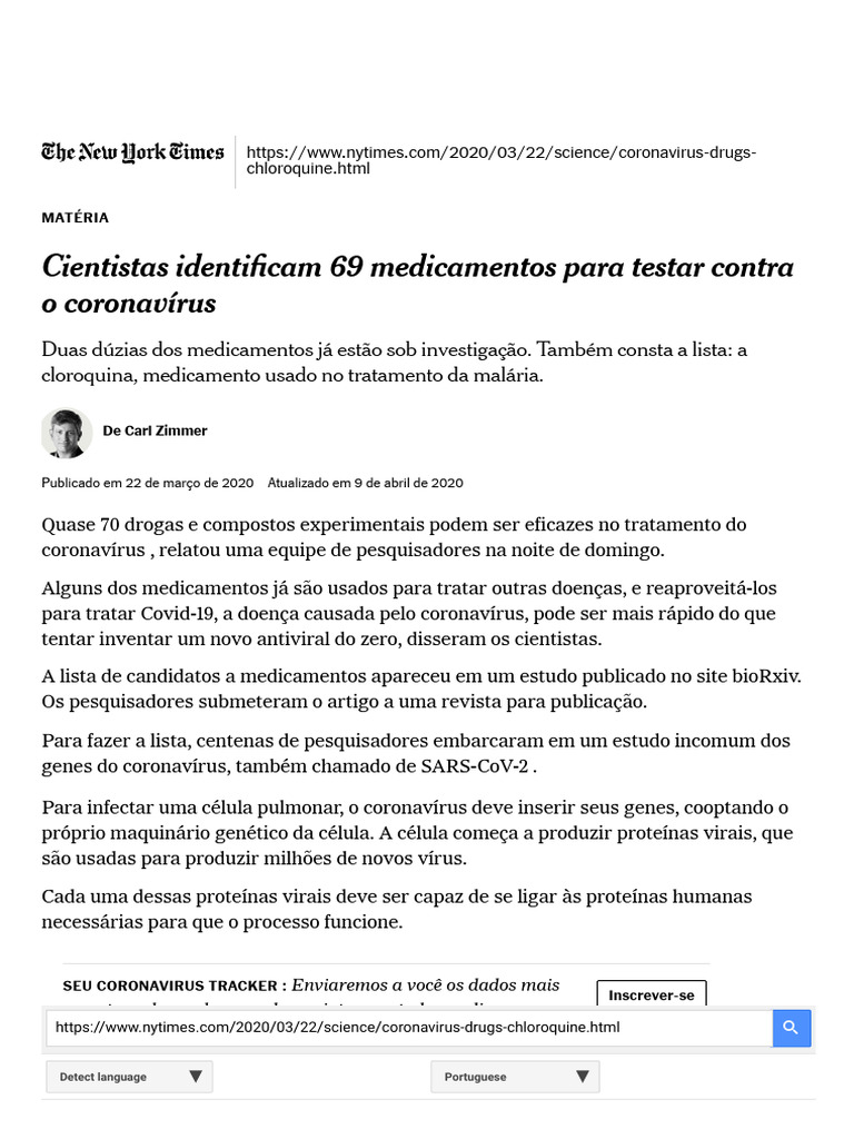 Cientistas Identificam 69 Medicamentos Para Testar Contra o Coronavírus ...