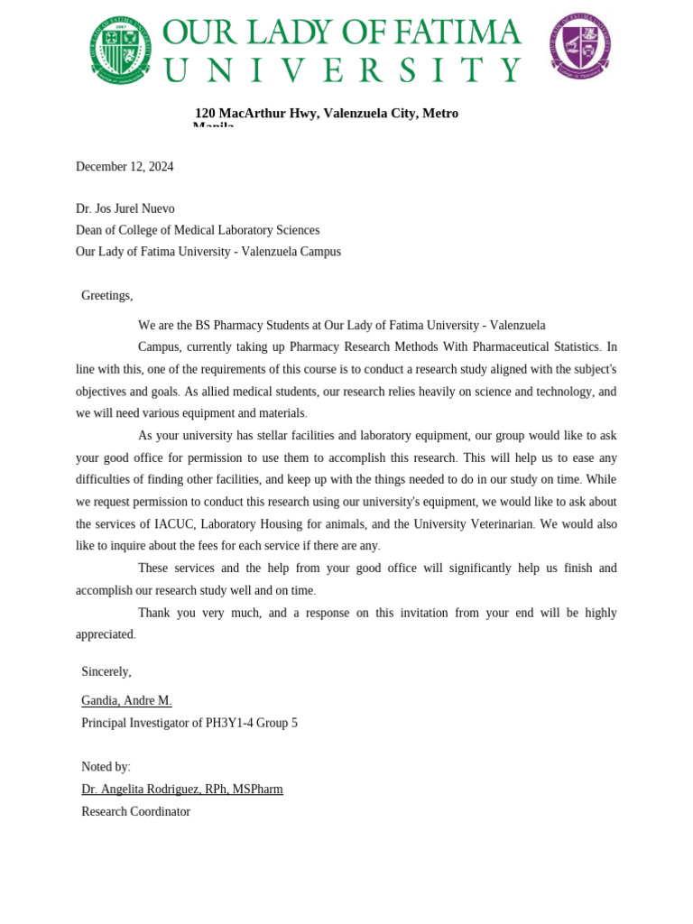 Letter For Iacuc | PDF