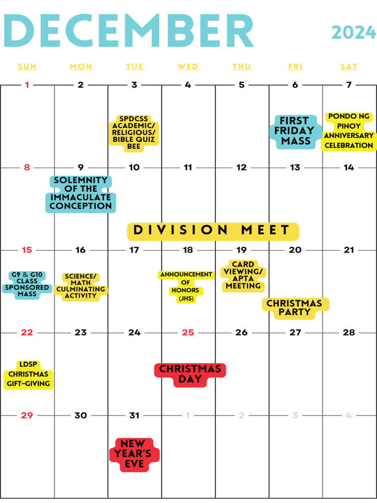 December Calendar of Activities | PDF