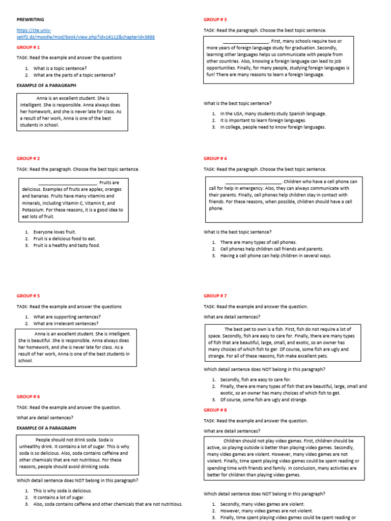 Prewriting - Tasks 1 | PDF