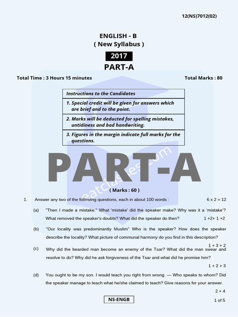 12-ENG-B-HS-2017-Part-A | PDF
