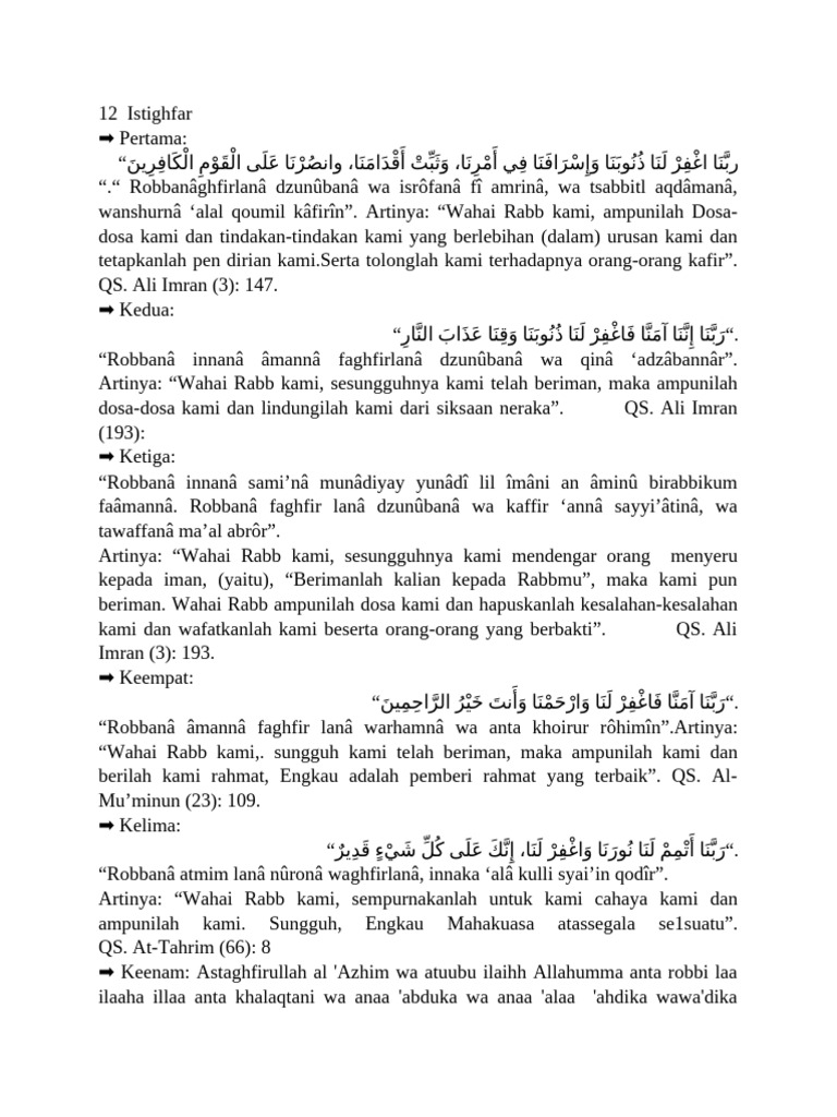 Doa Istighfar dalam Al-Qur'an | PDF