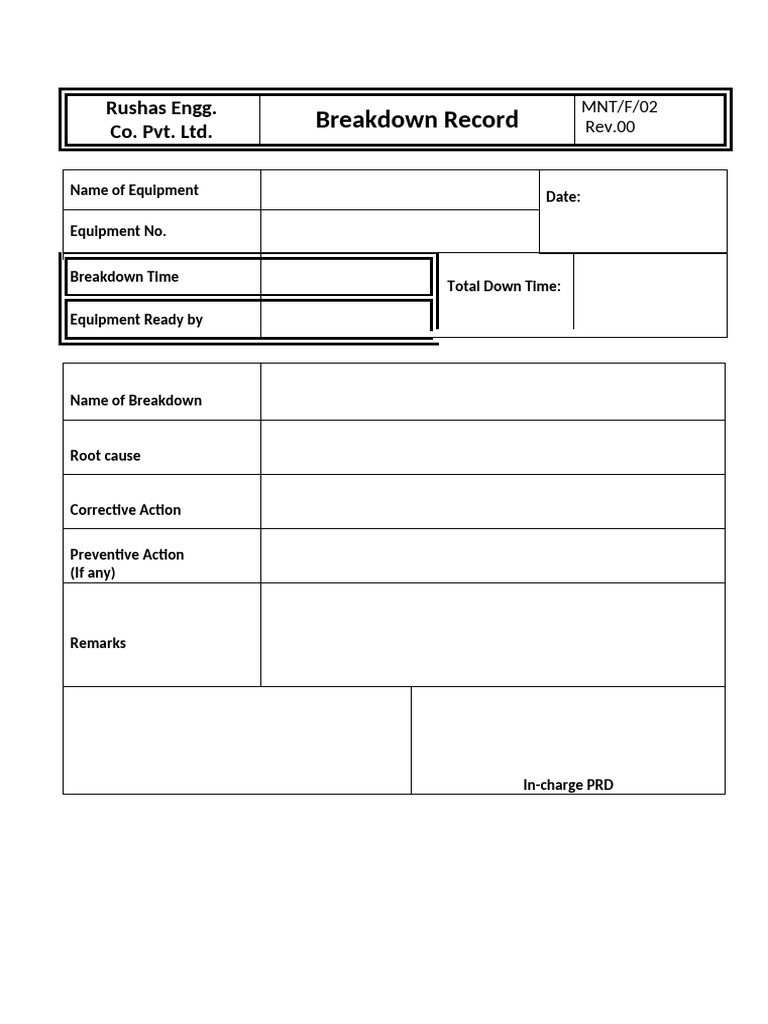 Breakdown Record | PDF