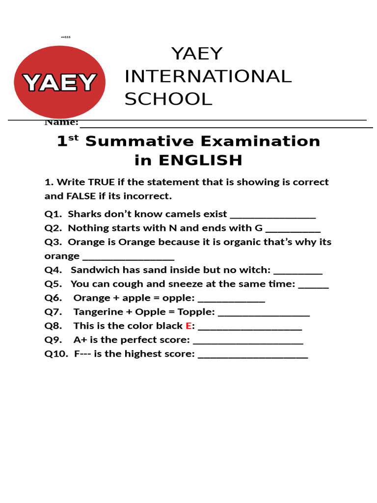 Yaey S International S School | PDF