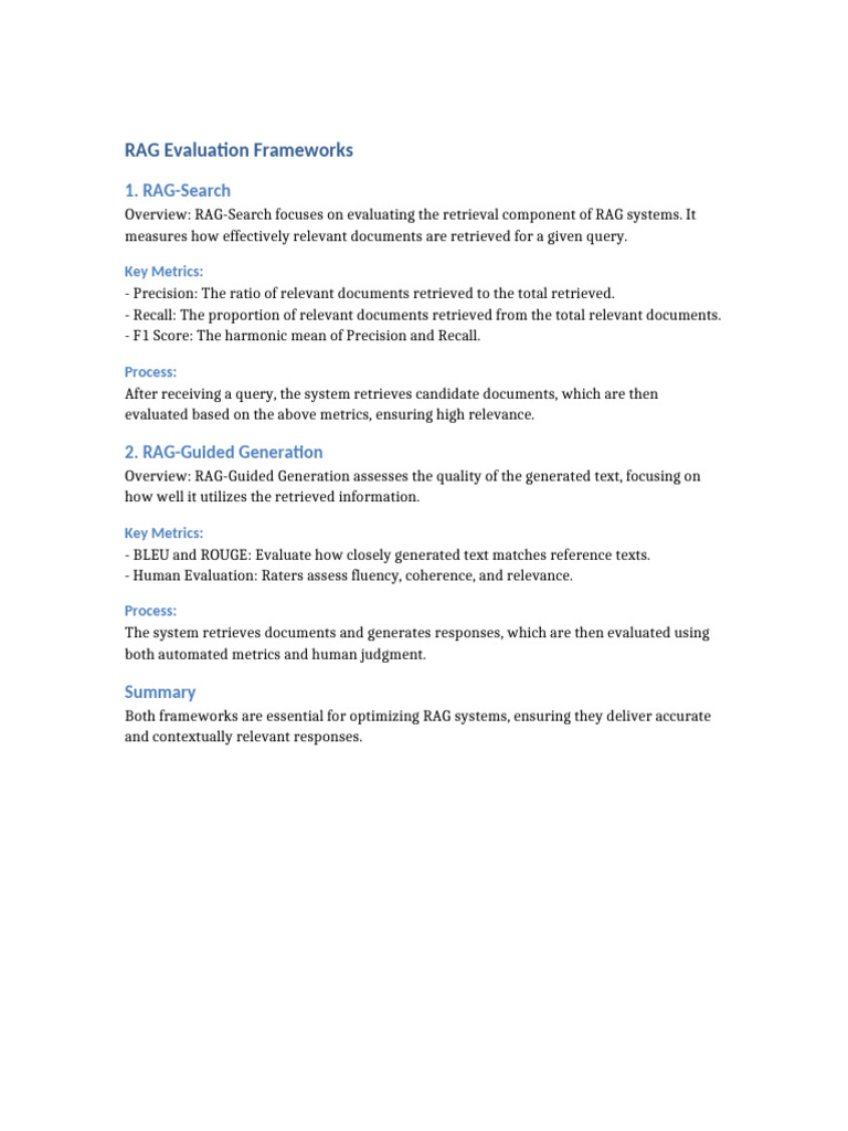 RAG Evaluation for System Developers | PDF
