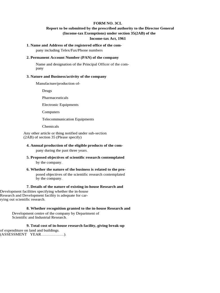 Form No. 3CL | PDF