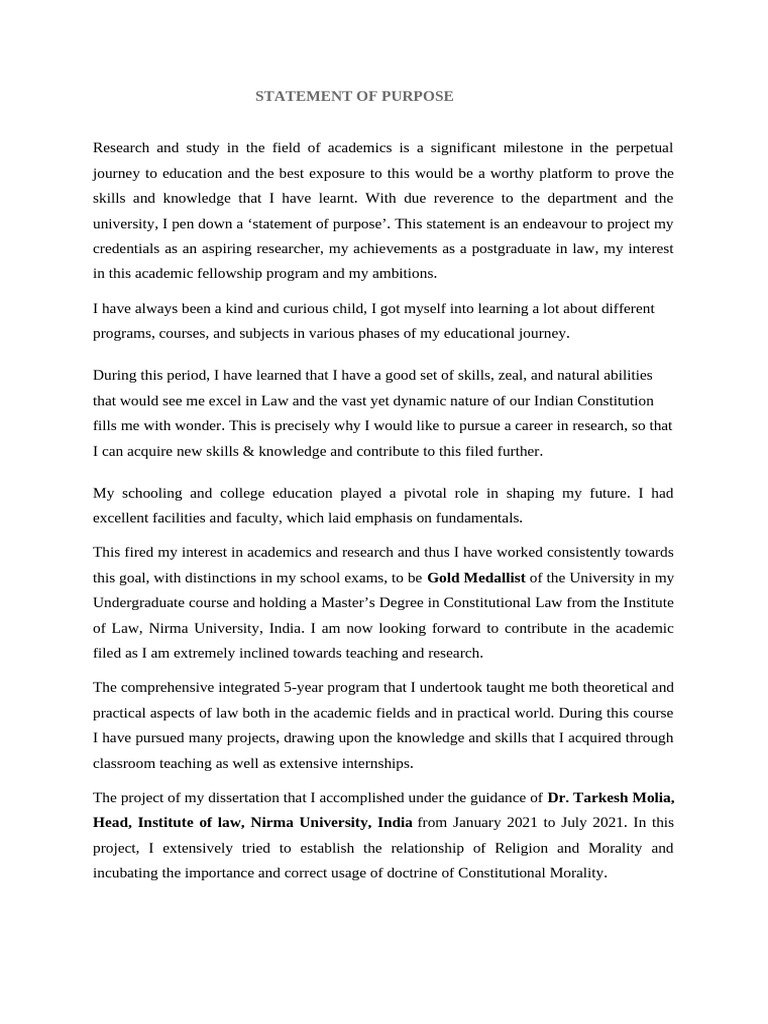 Statement of Purpose | PDF