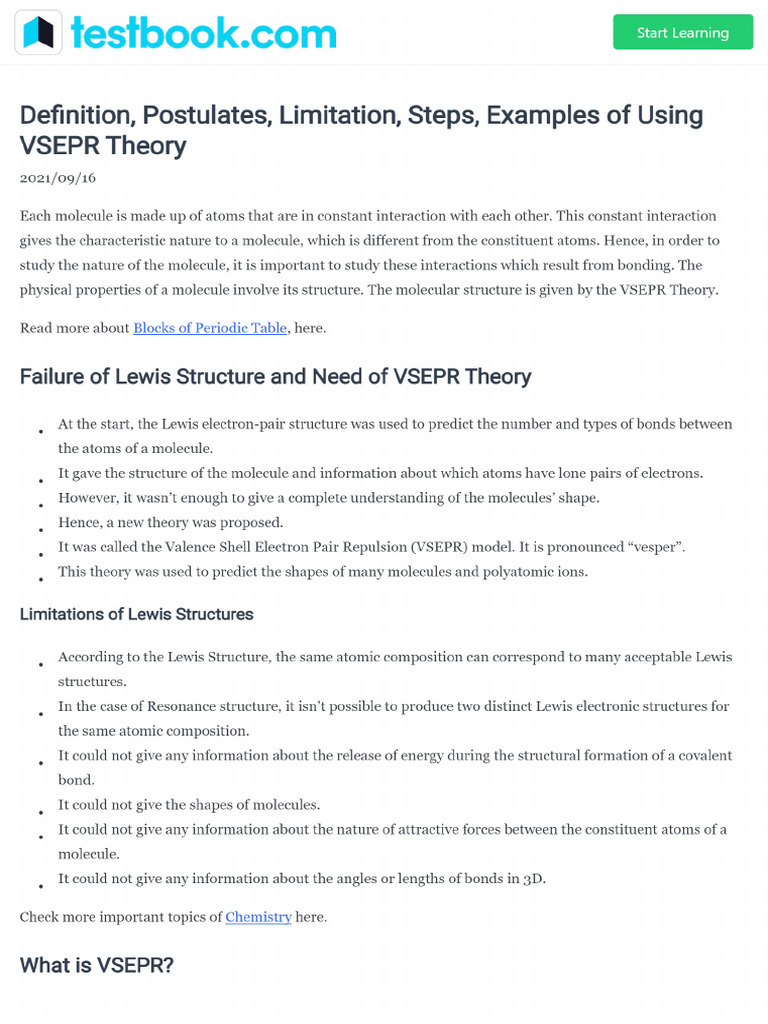 Chemistry Vsepr Theory 68249abb | PDF