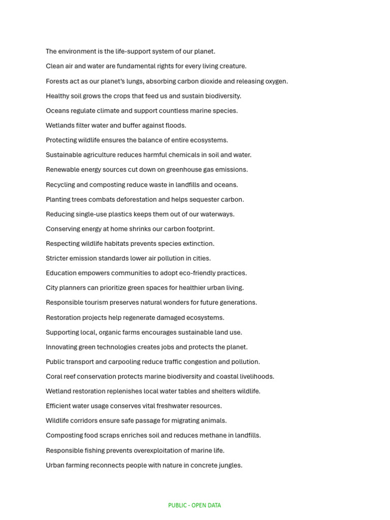 50 Lines On Environmental Protection | PDF | Biodiversity | Restoration ...