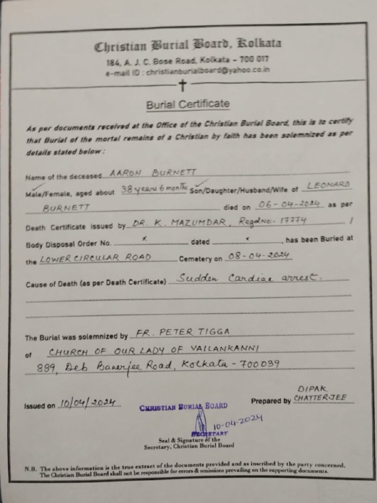 Burial Certificate | PDF