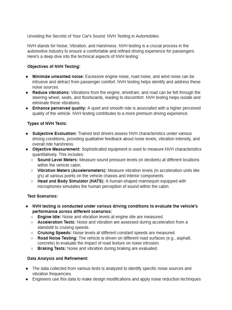 NVH automobile testing explain with technical inf... | PDF | Noise ...