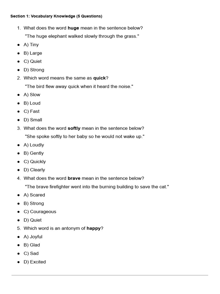 SR_Test_Practice_3.0 | PDF | Flowers
