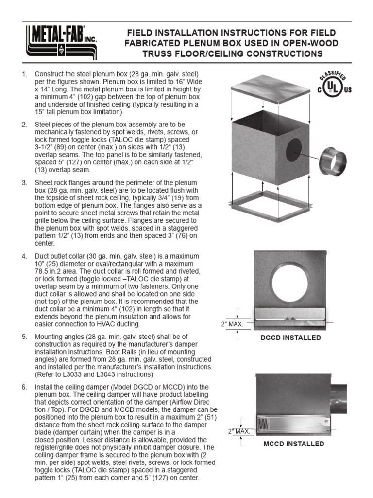 Plenum Box Installation Instructions-L3056 | PDF | Duct (Flow) | Building Materials