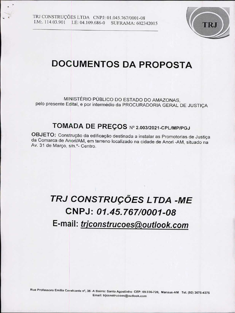 Proposta Corrigida TRJ 8cf4a | PDF | Argamassa (alvenaria) | Materiais