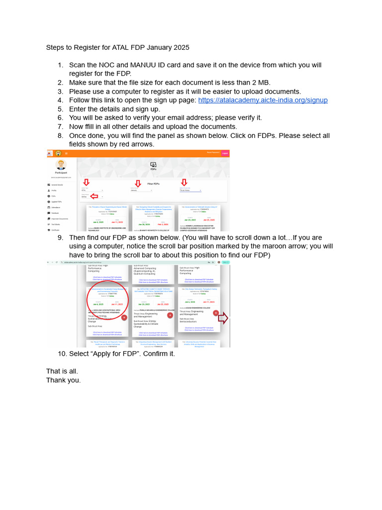 Register for ATAL FDP Jan 2025 Guide | PDF
